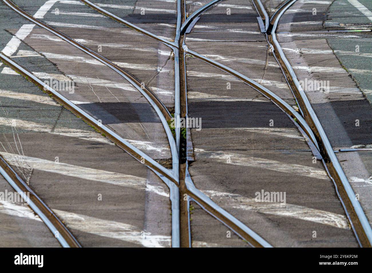 Asphalt road rails Stock Photo - Alamy