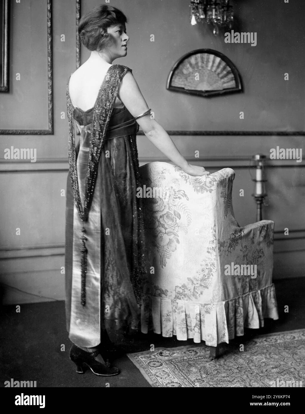Fashion photographed at Enos, Mount St. Evening gown. 17 February 1919 ...