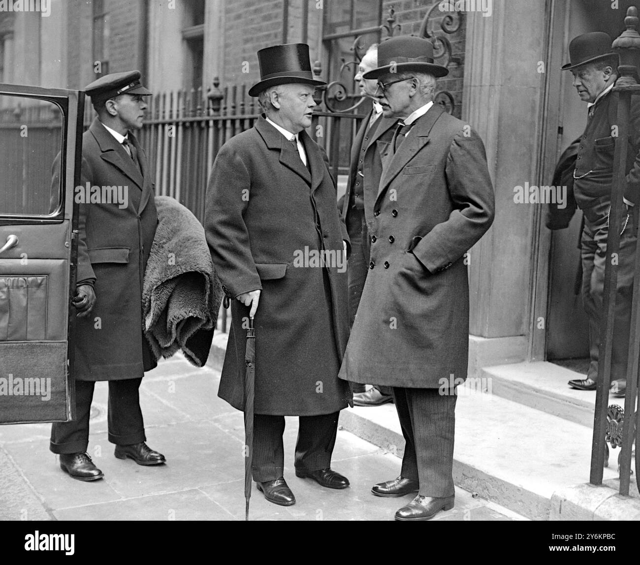Mr Ramsay MacDonald chatting to Lord Hailsham outside No 10 Downing ...