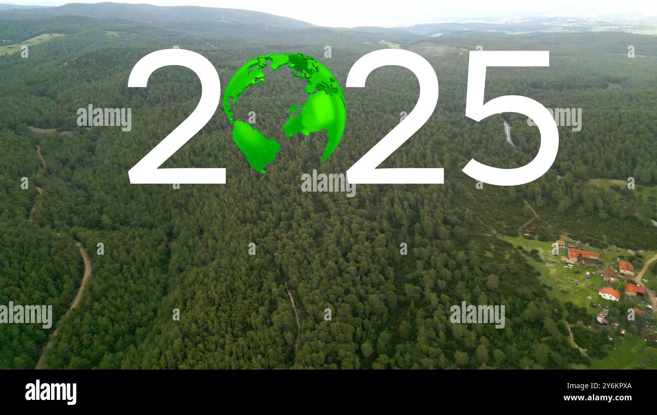 2025 New Year concept. Environmental technology concept. Sustainable ...