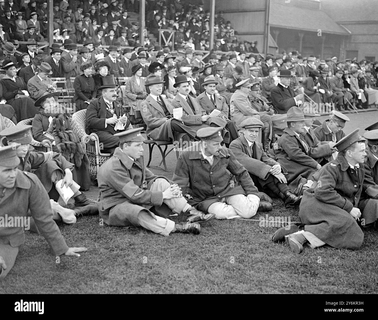 Wounded soldiers at the baseball match at the Queens Club , London in ...