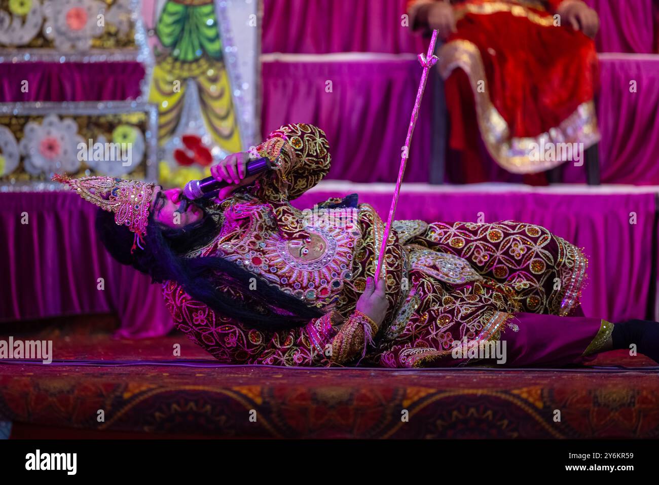 Portrait of the indian artists playing characters of hindu holy book ...