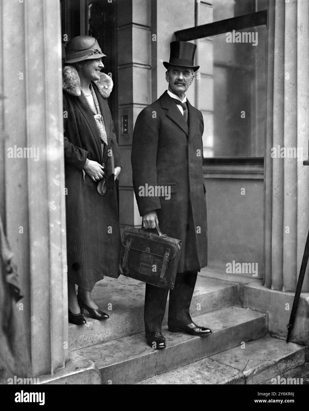 Mr Neville Chamberlain, the Chancellor of the Exchequer, complete with ...