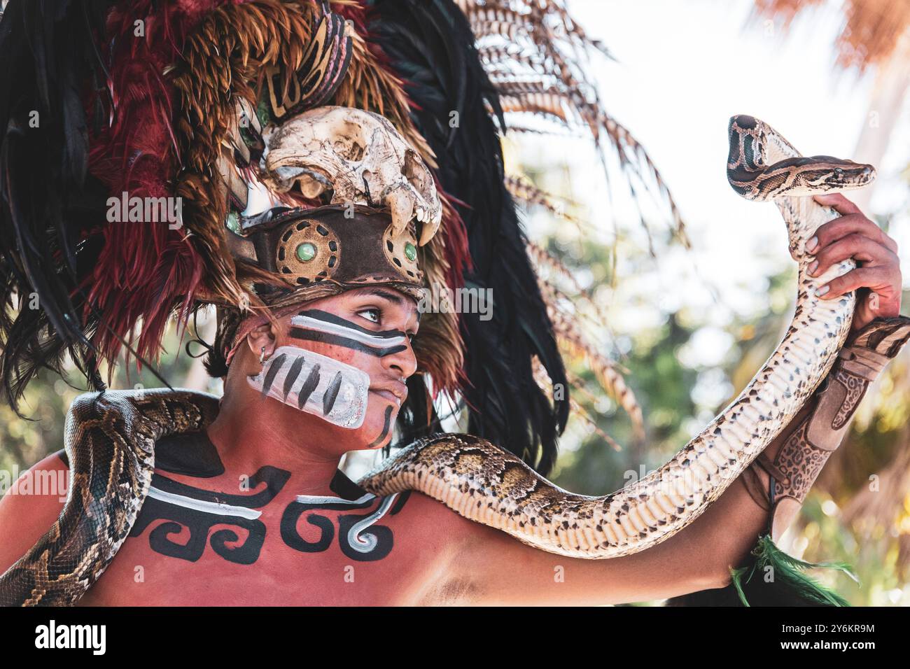 Mexico, Quintana Roo, Tulum. Show, man in Mayan costume Stock Photo - Alamy