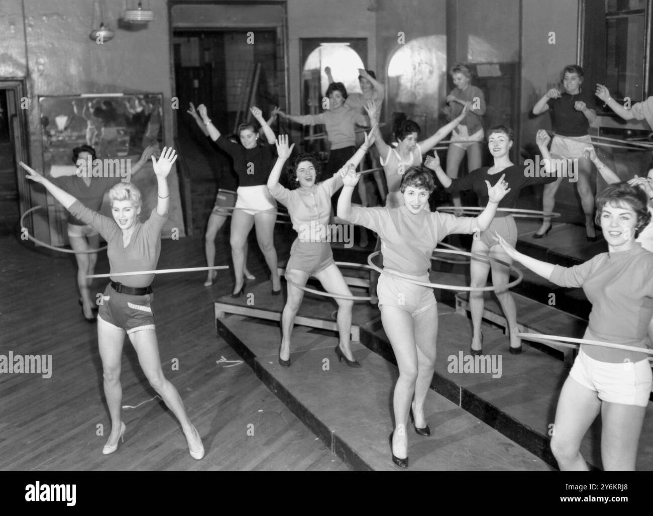 Barbara Mitchell and her troop The Vernons rehearse for their television appearance on Oh Boy 1 ...