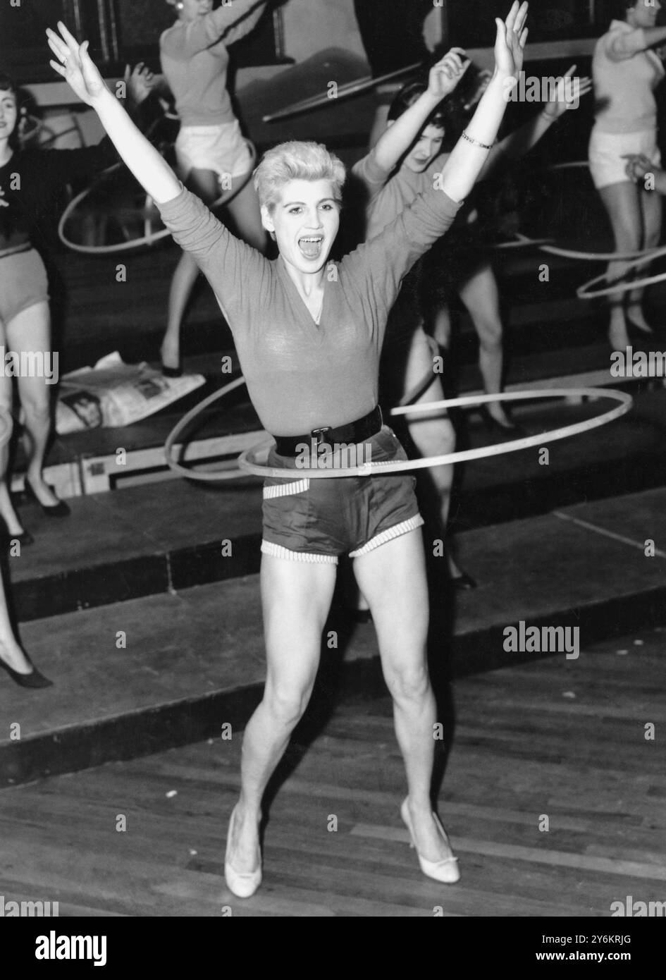 Barbara Mitchell and her troop The Vernons rehearse for their television appearance on Oh Boy 1 ...