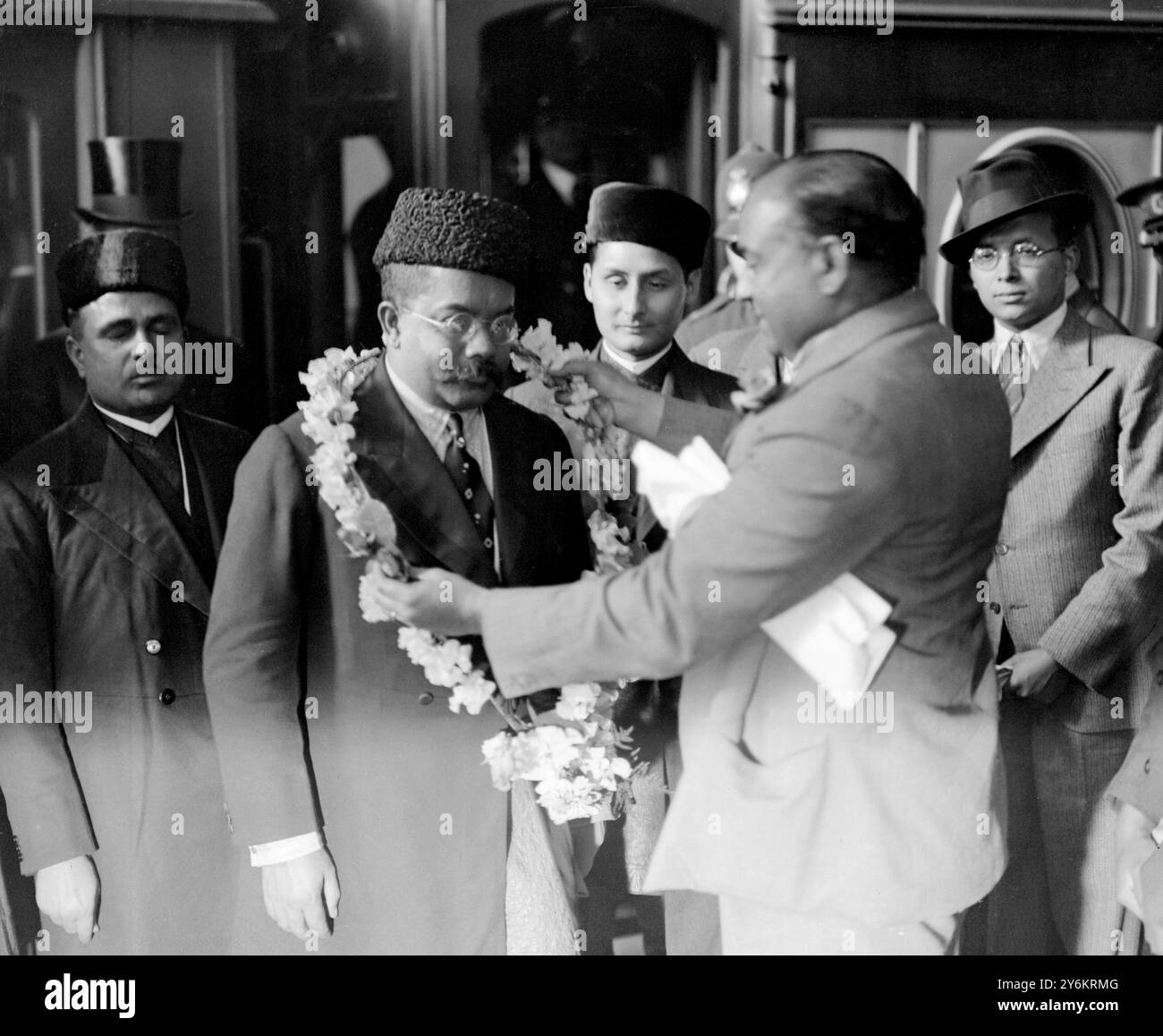 At Victoria station General Shumsher Jung Bahadur Rana garlanded on his ...