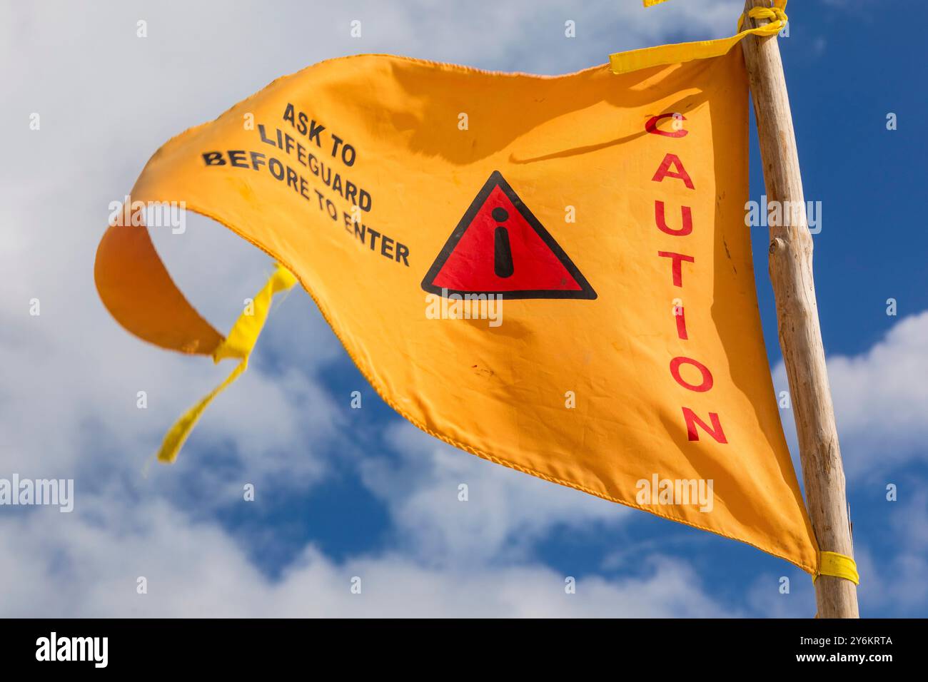 Mexico, Quintana Roo, Cancun. Orange flag, supervised beach but ...