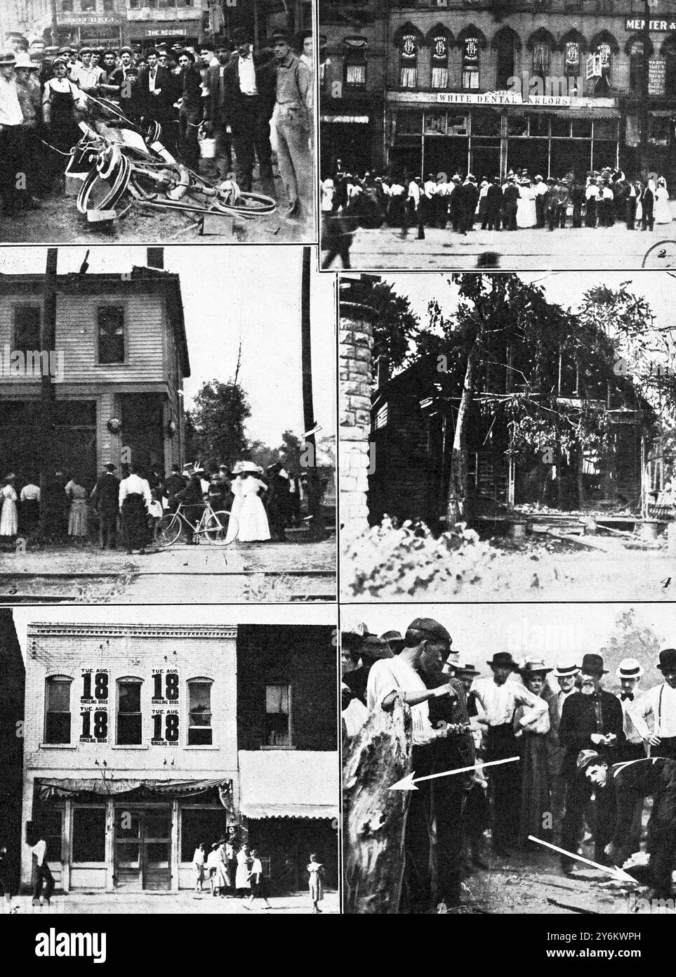 Various scenes from race riots due to the transferring of a prisoner ...