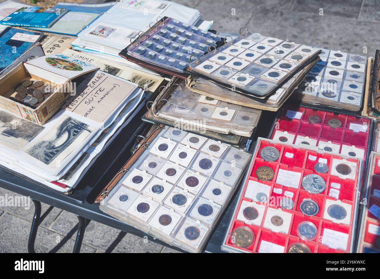 Flea market. Collection of ancient coins Stock Photo - Alamy
