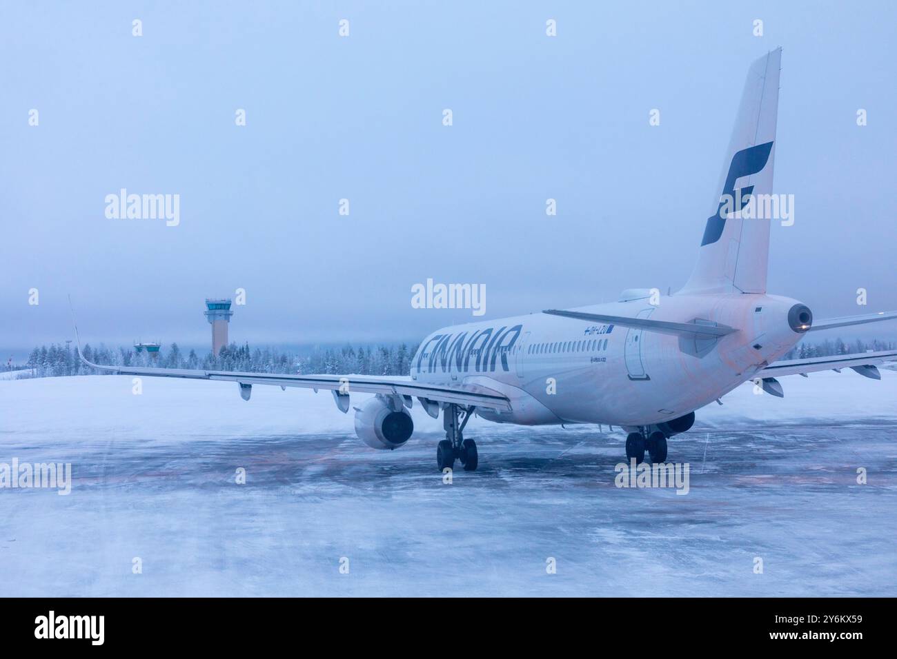 Finland, Rovaniemi. Rovaniemi airport. Finnair airline plane Stock ...