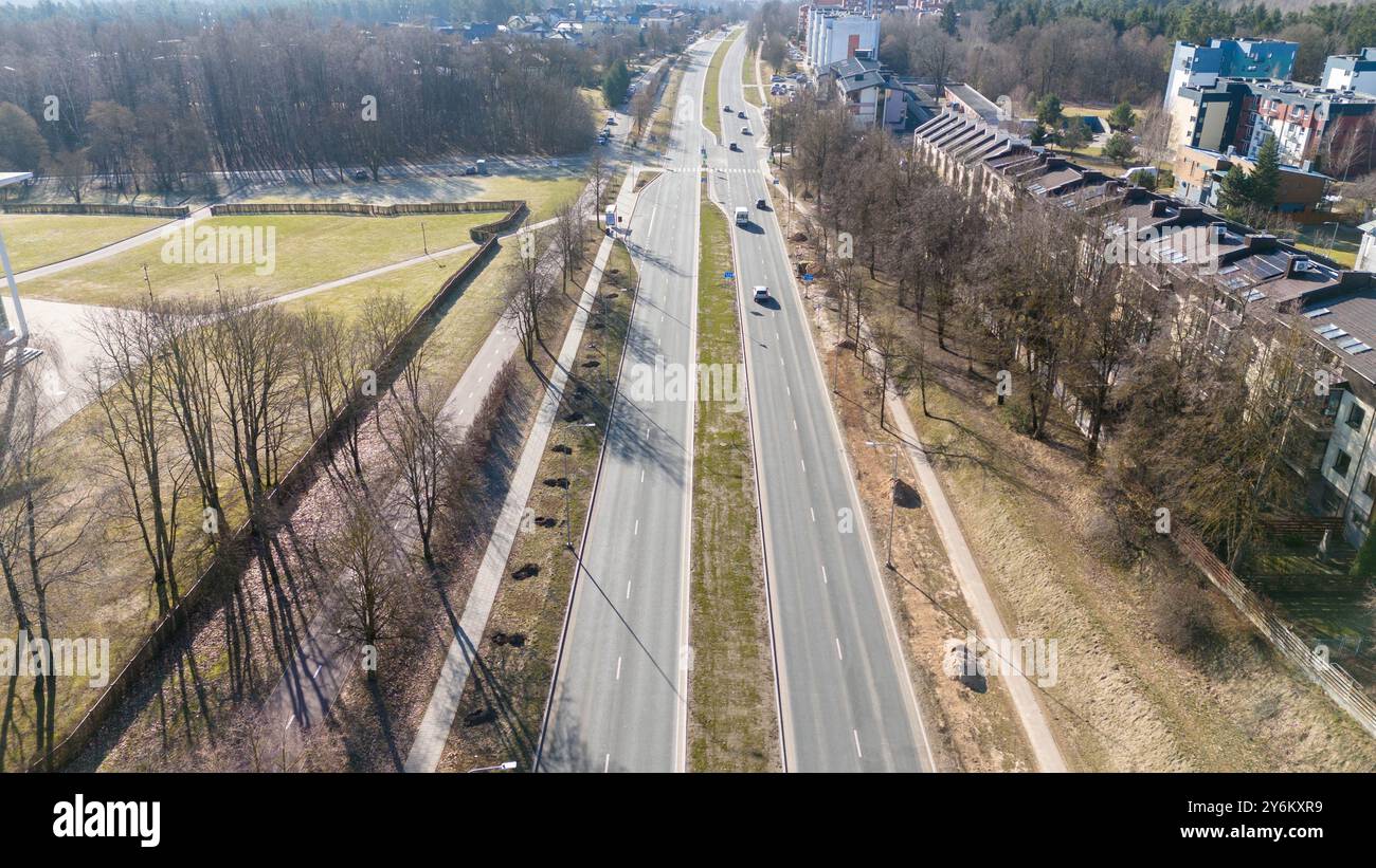 Aerial view suburban traffic on hi-res stock photography and images - Alamy