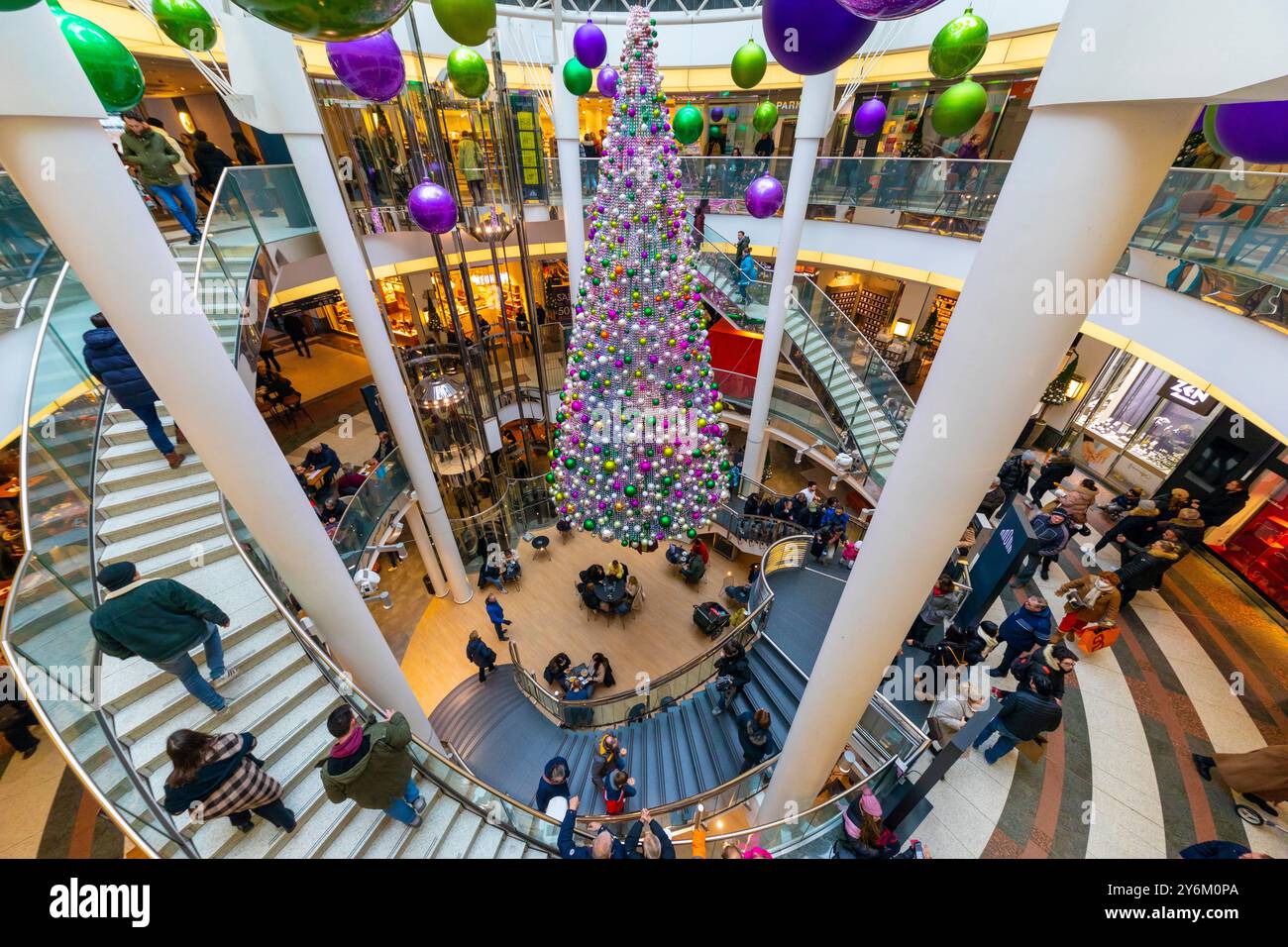 Artificial Christmas tree in a German shopping center Stock Photo - Alamy