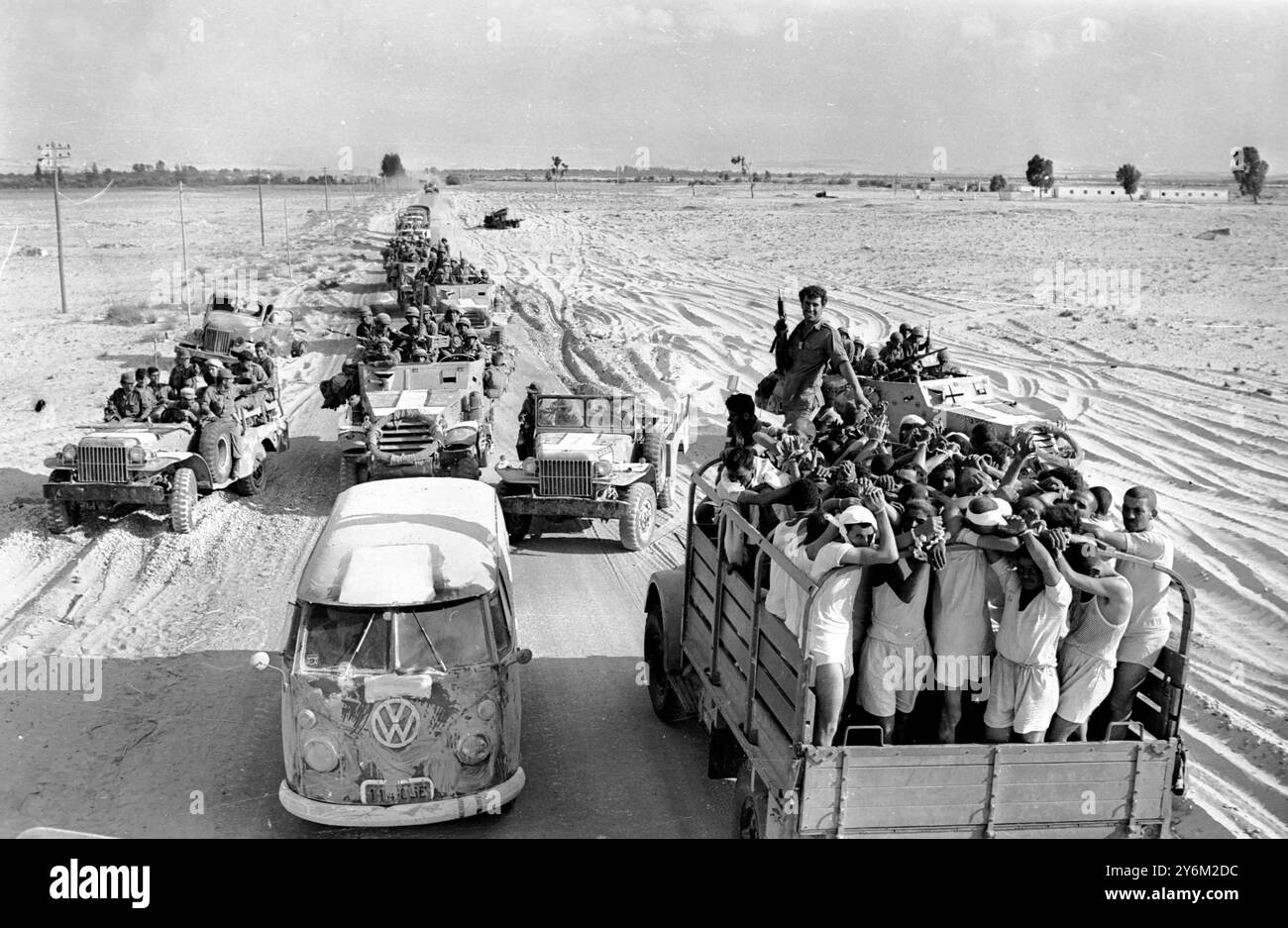 6 Day War El Arish, Egypt: Egyptian Prisoners, with their hands above ...