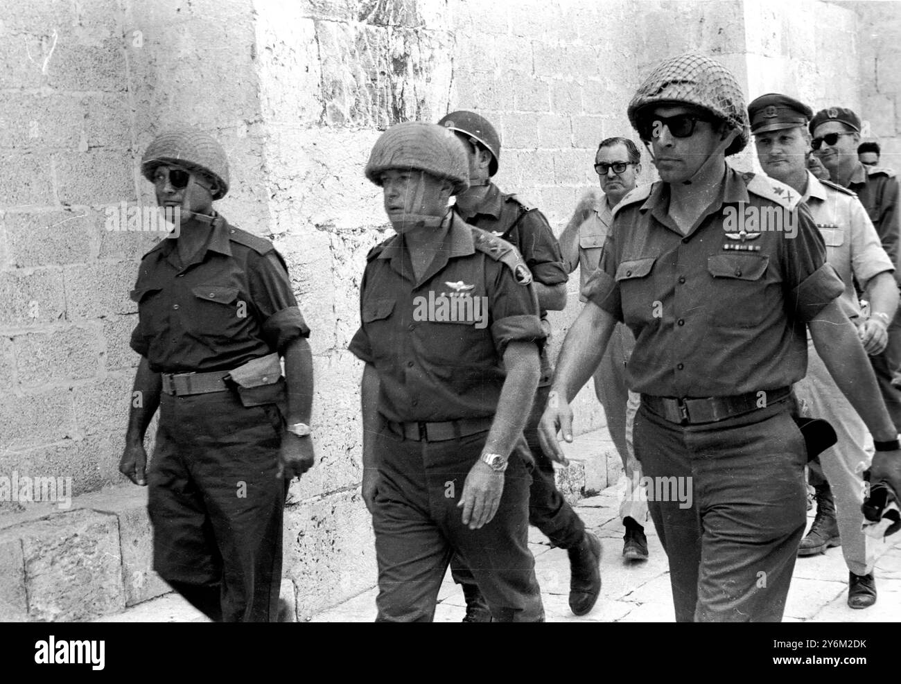 Jerusalem, Jordan: General Moshe Dayan (Left) Israel's Defence minister ...