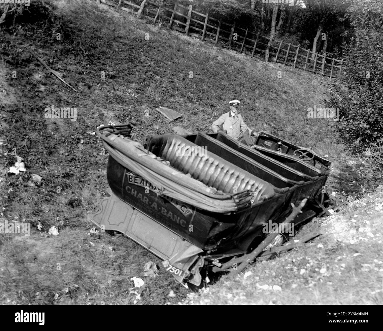 A motor charabanc which turned a double somersault over a steep ...