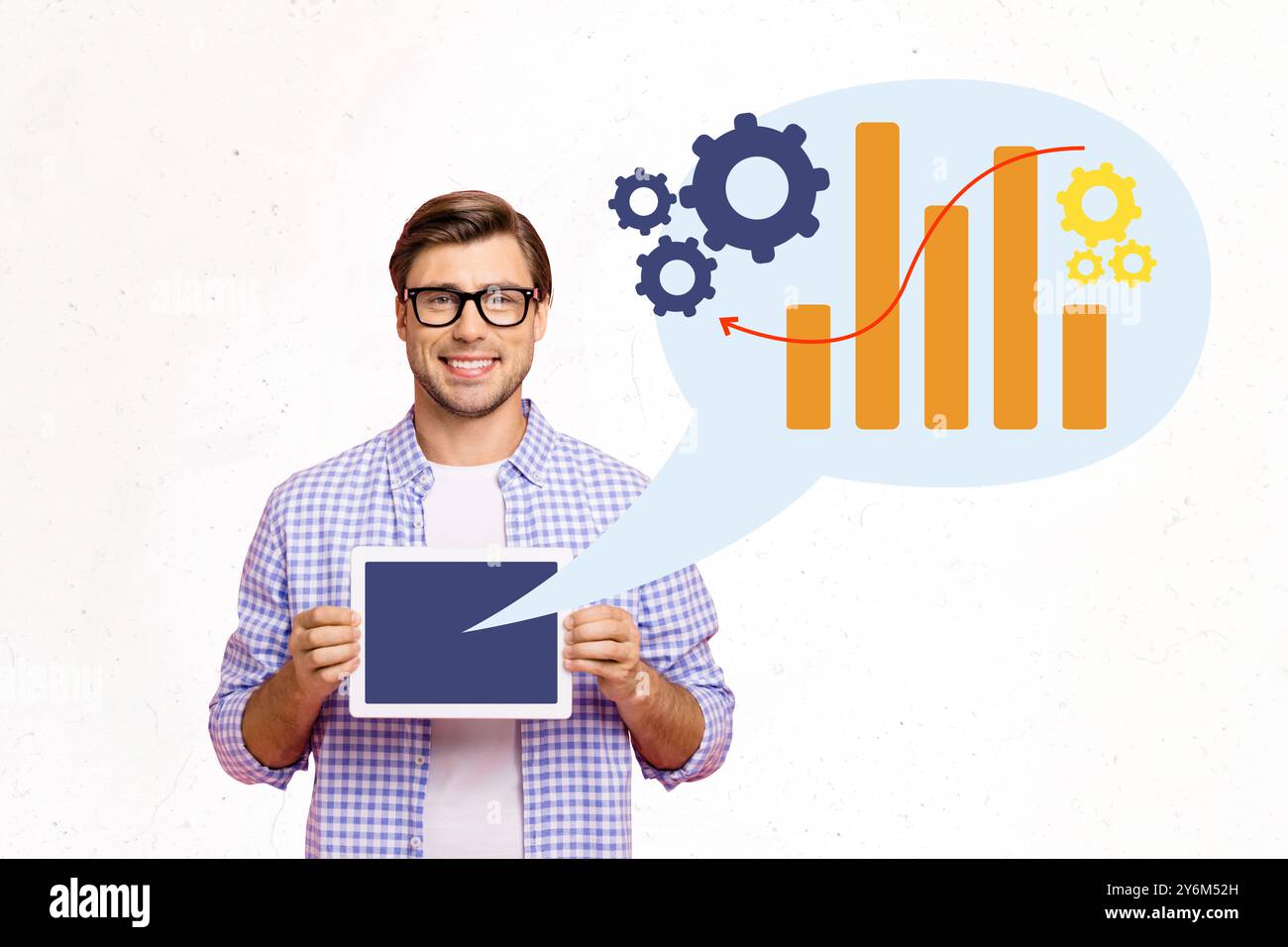 Trend artwork sketch image composite 3D photo collage of workspace man ...