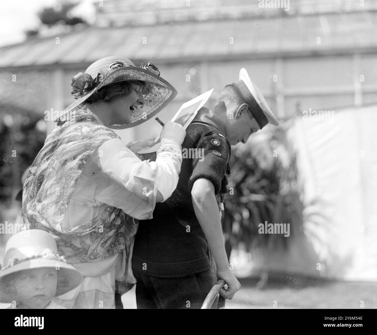 Garden Party at Wimbledon Park House Miss Sybil Thorndike uses the back ...