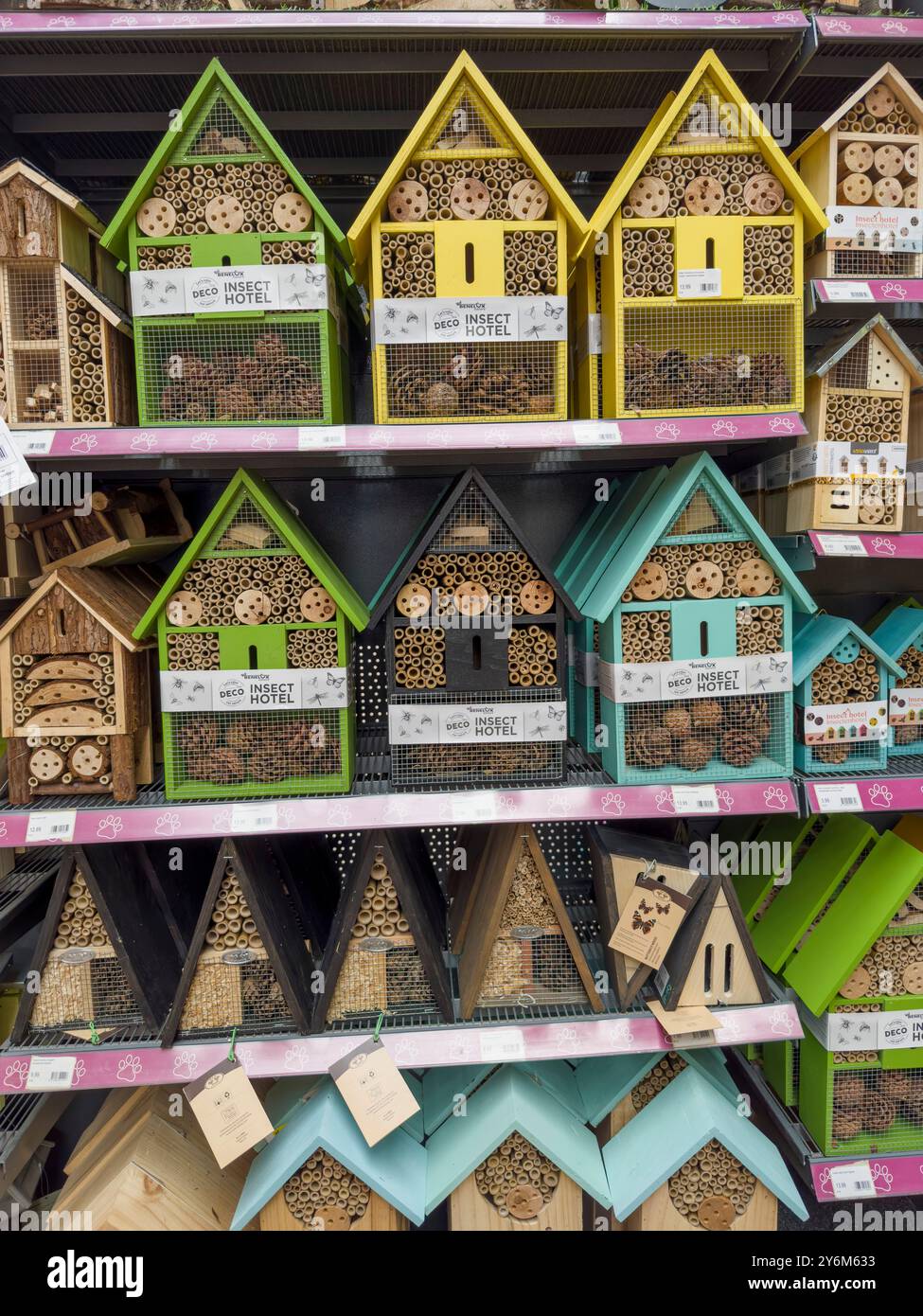 Insect hotels in a garden center Stock Photo - Alamy