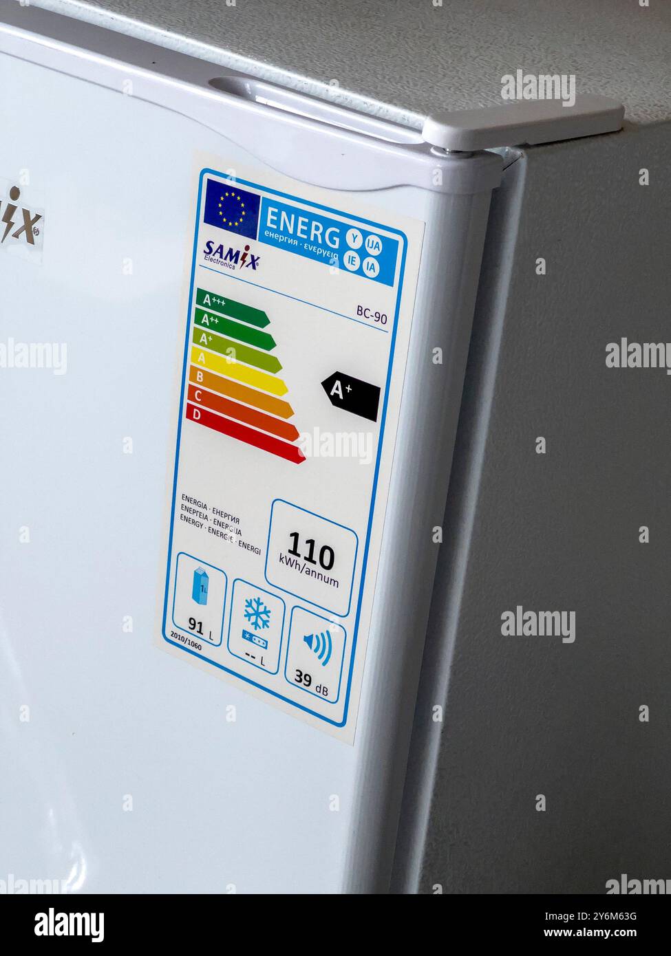 Fridge, energy consumption standard by color Stock Photo - Alamy