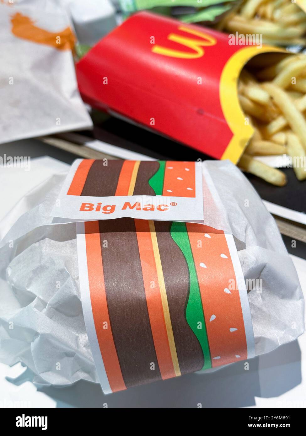 McDonald's fast food. Menu with Big Mac and fries Stock Photo - Alamy