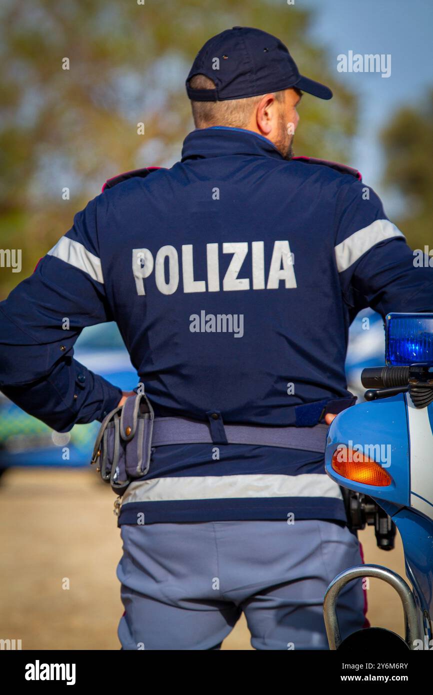Italian police biker Stock Photo - Alamy