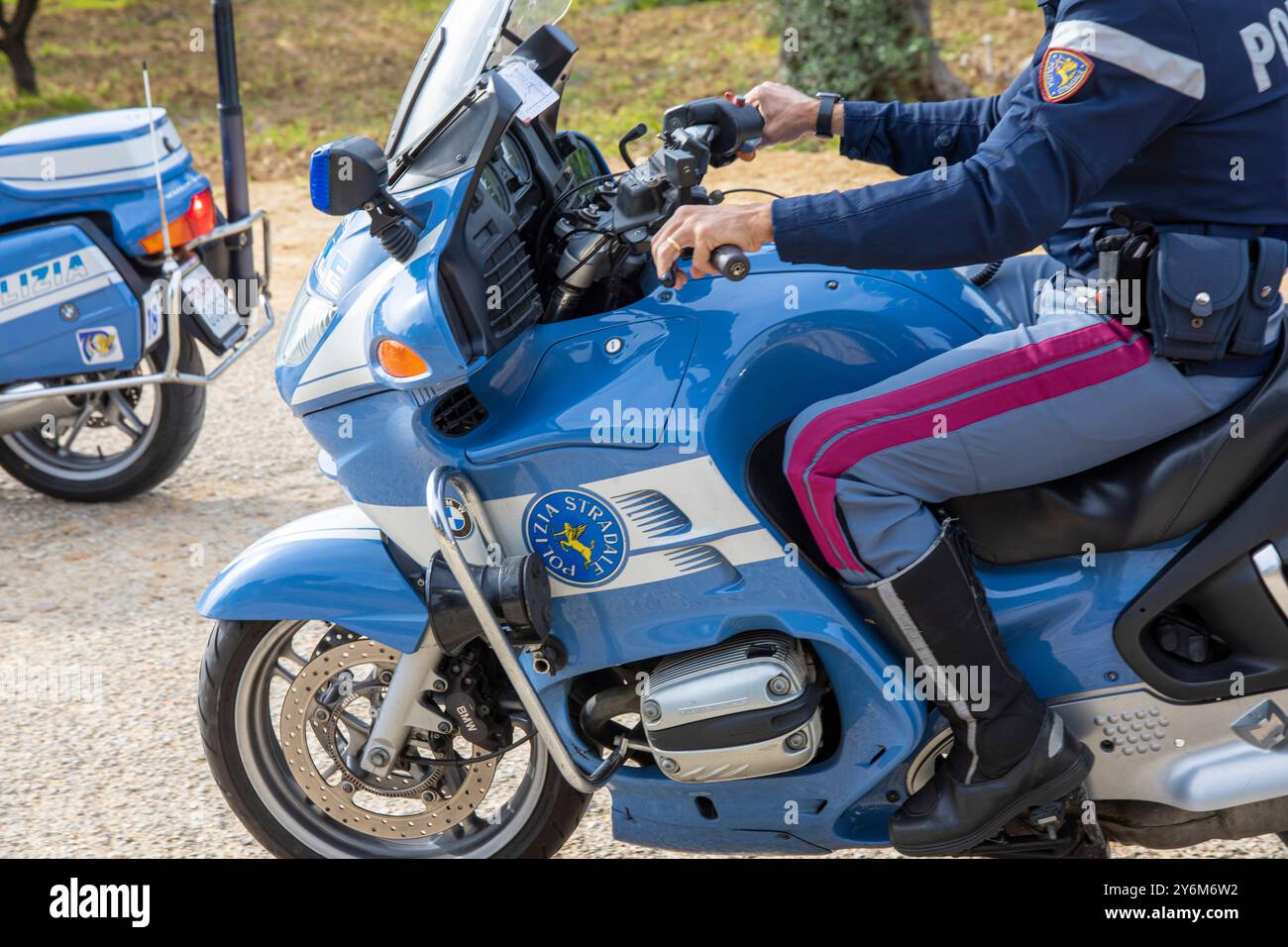 Italian police biker Stock Photo - Alamy