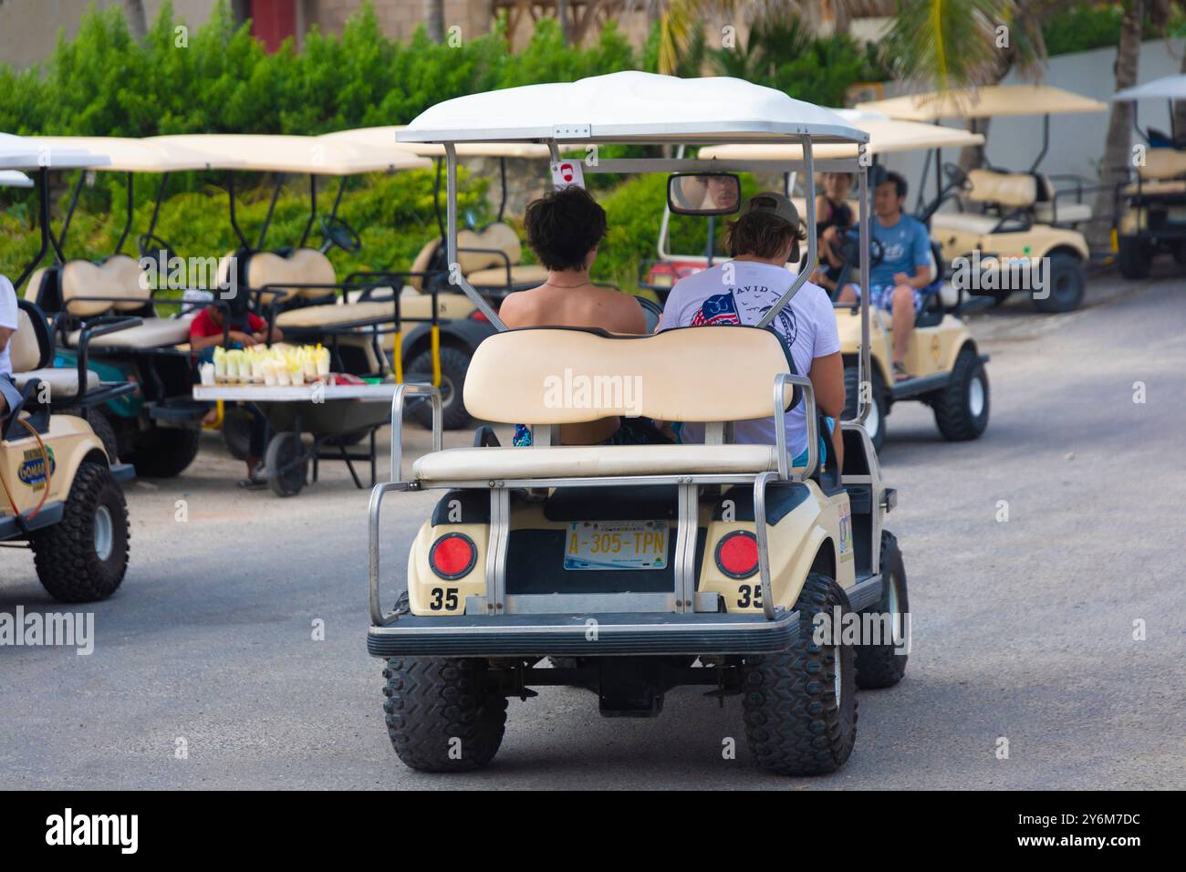 Mexico, State of Quintana Roo, Isla Mujeres, golf cart rental Stock ...