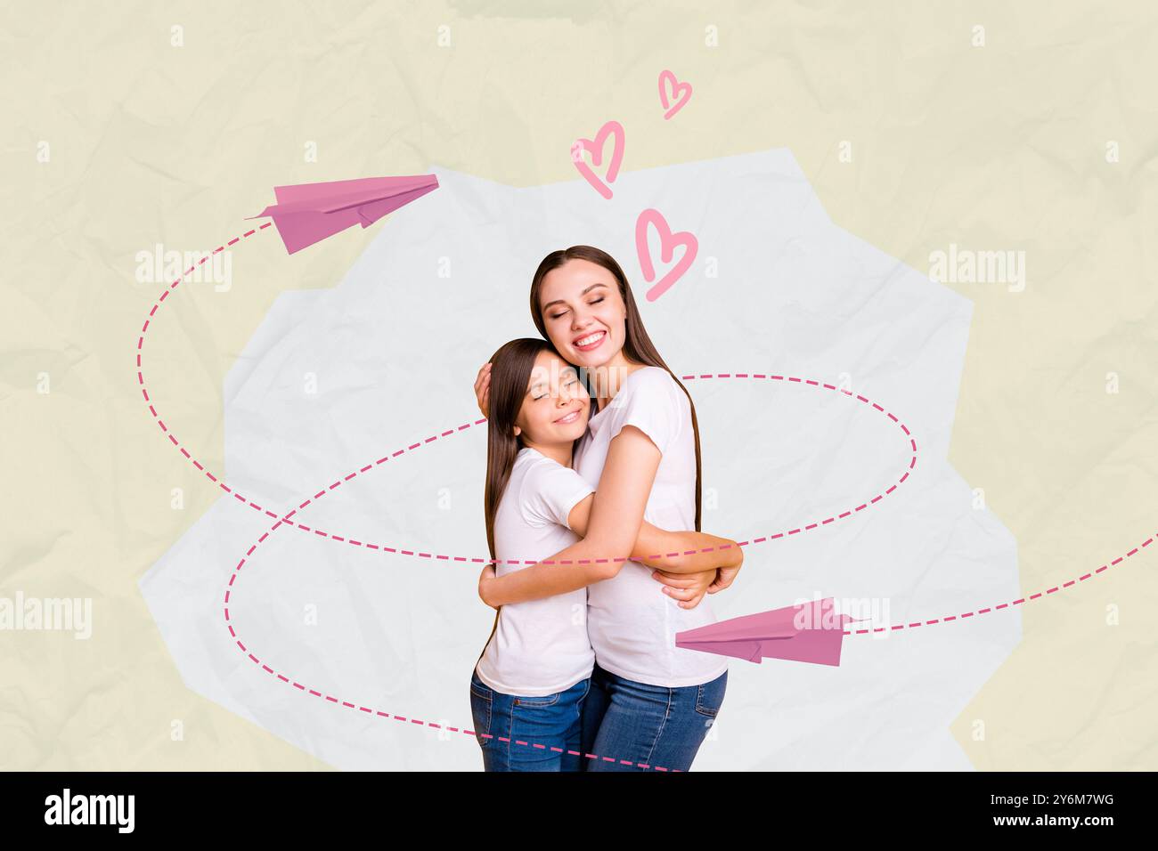 Trend artwork sketch image composite 3D photo collage of family ...