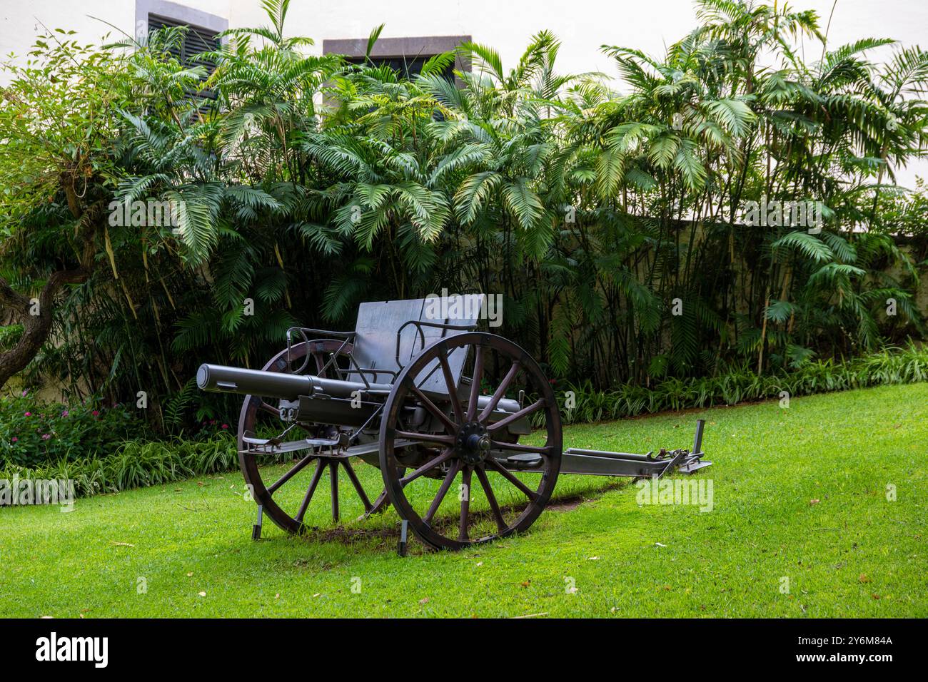 Portugal, Madeira Island, Funchal, cannon in front of Quartel-General ...