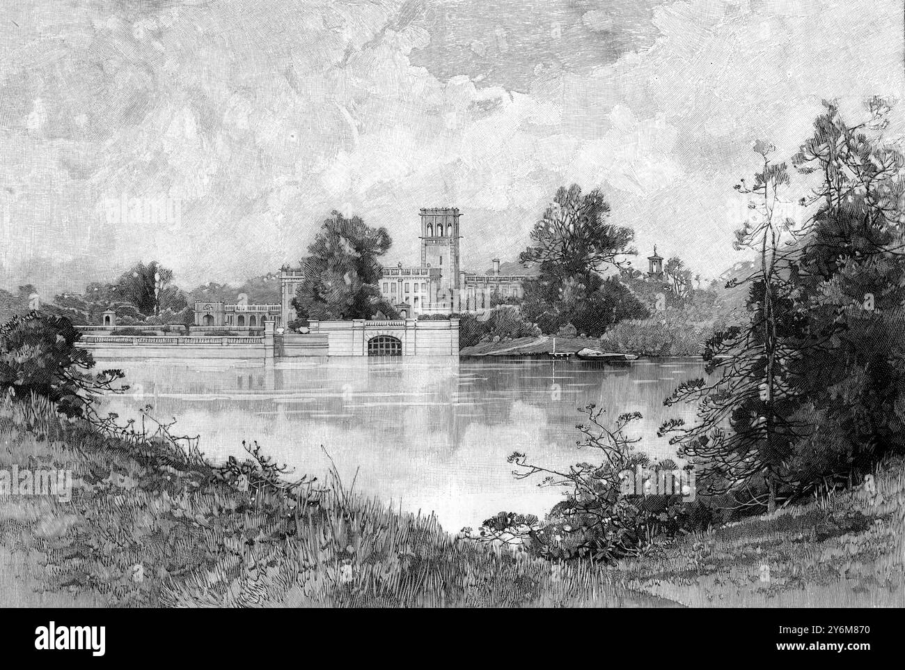 Trentham Hall, House from the Lake. 9 January 1897 Stock Photo - Alamy