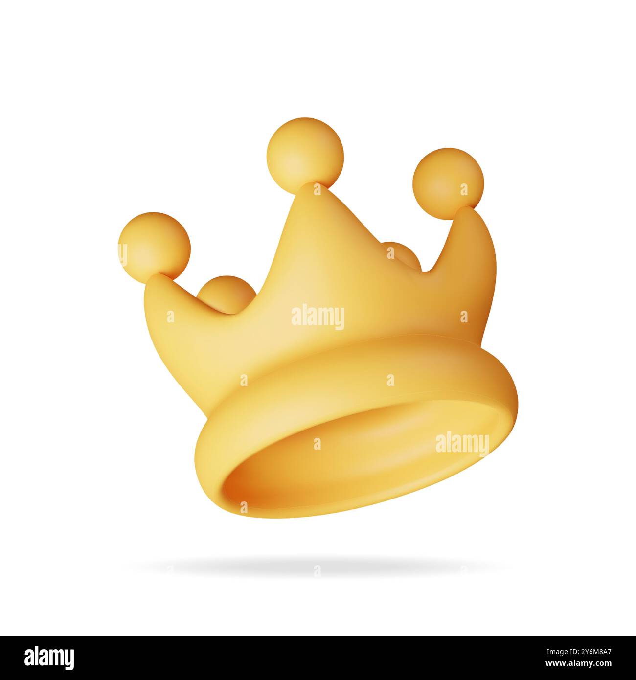 3D gold crown icon isolated on white. Render golden crown emoji symbol ...