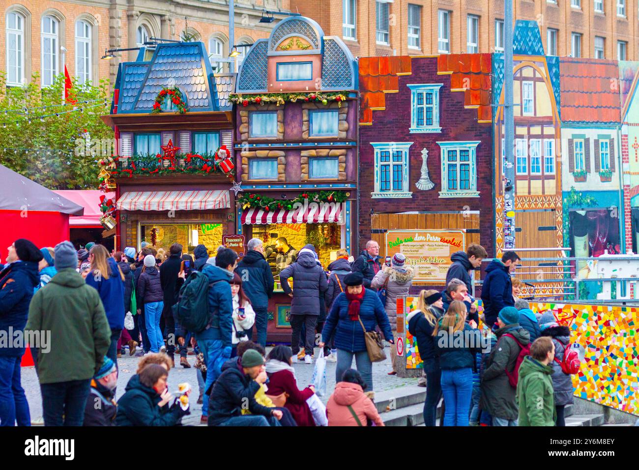 Germany, Duesseldorf, fake houses with painted decoration Stock Photo ...