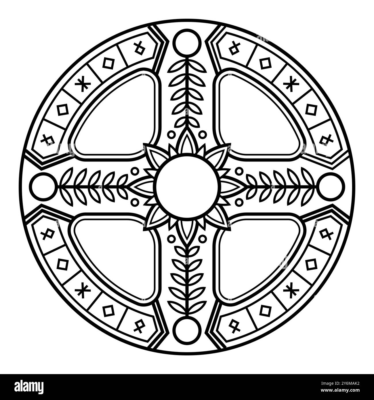 Viking design. Ring with runic signs painted in Old Norse Celtic ...