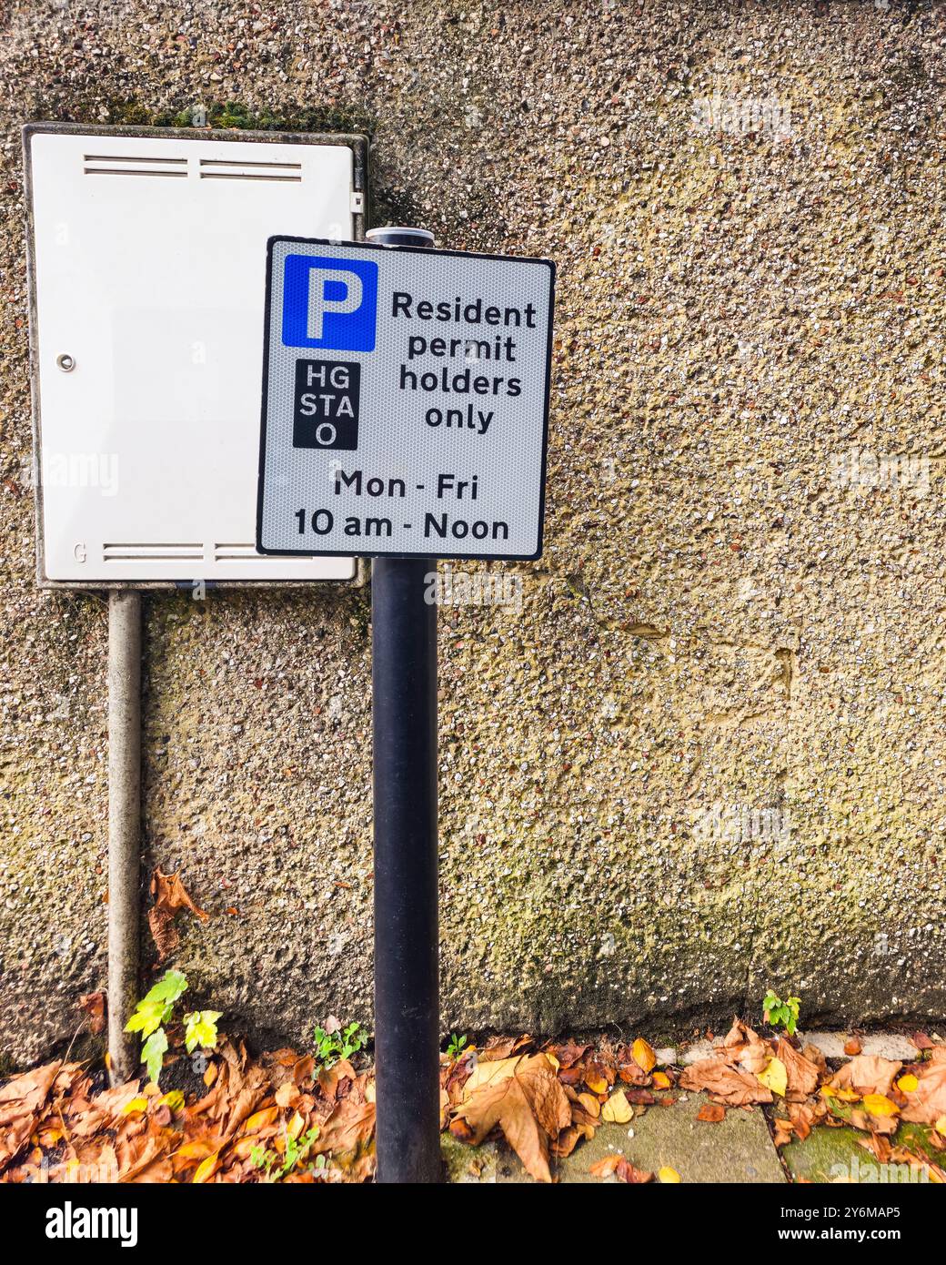 Resident permit holders only sign in north London in the Autumn season ...