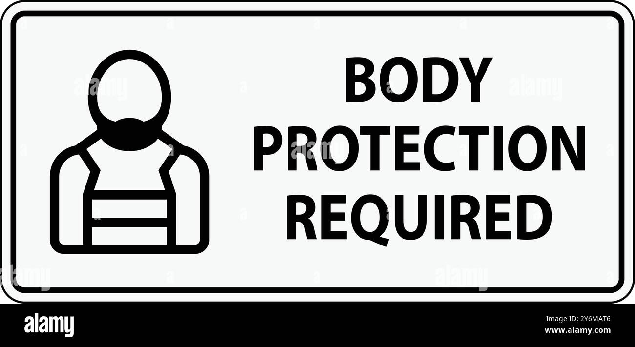 A clear illustration of a safety sign indicating that body protection ...
