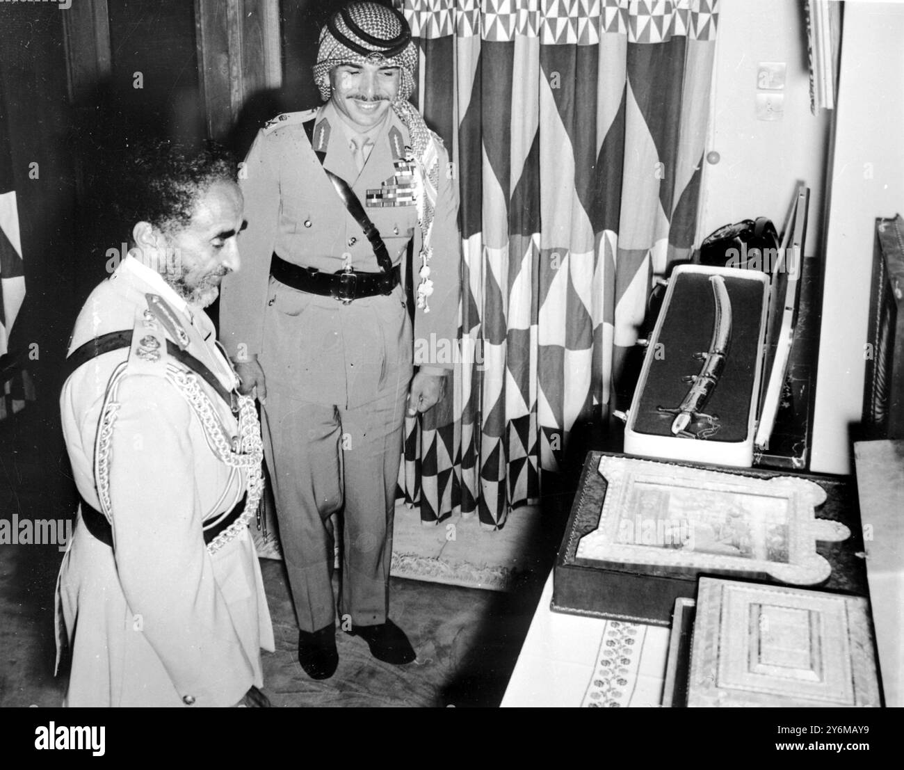 Amman, Jordon: Emperor Haile Selassie of Ethiopia admires a selection ...