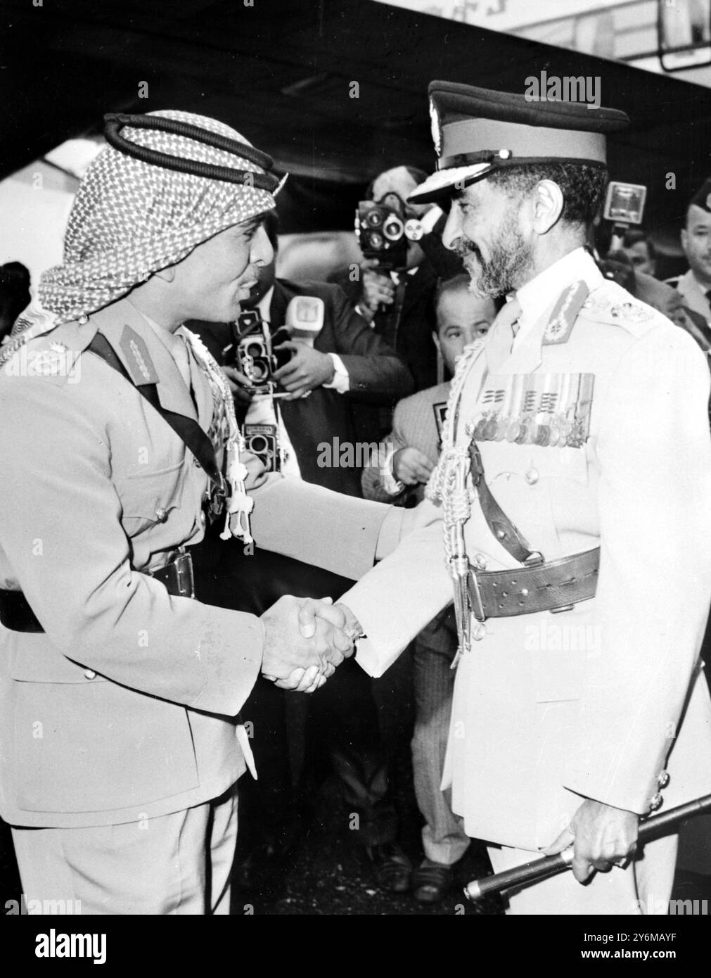 Amman, Jordon: King Hussein of Jordon (left) greets Emperor Haile ...