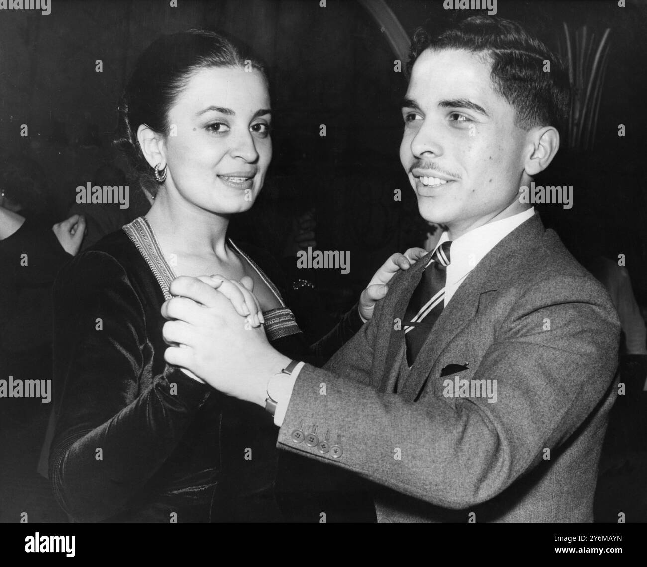 18 year old King Hussein of Jordan and 21-year-old Princess Dina Abdul ...