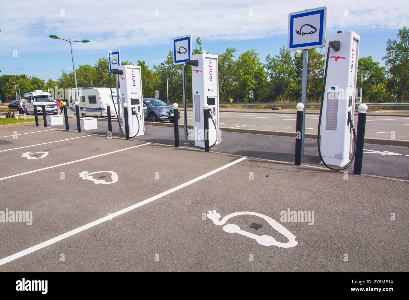 Ionity electric car charging station on a motorway rest area Stock Photo - Alamy