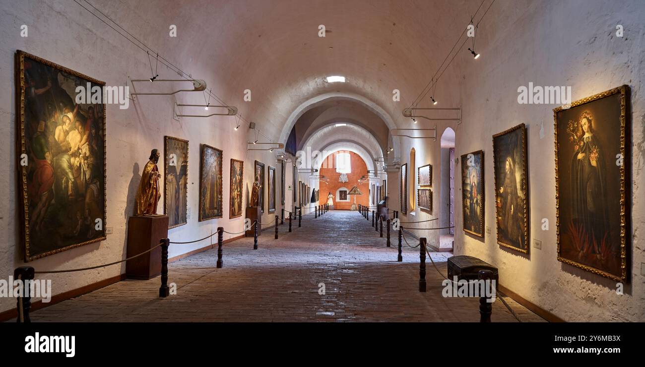 Explore the historic art gallery corridor in Arequipa, featuring ...