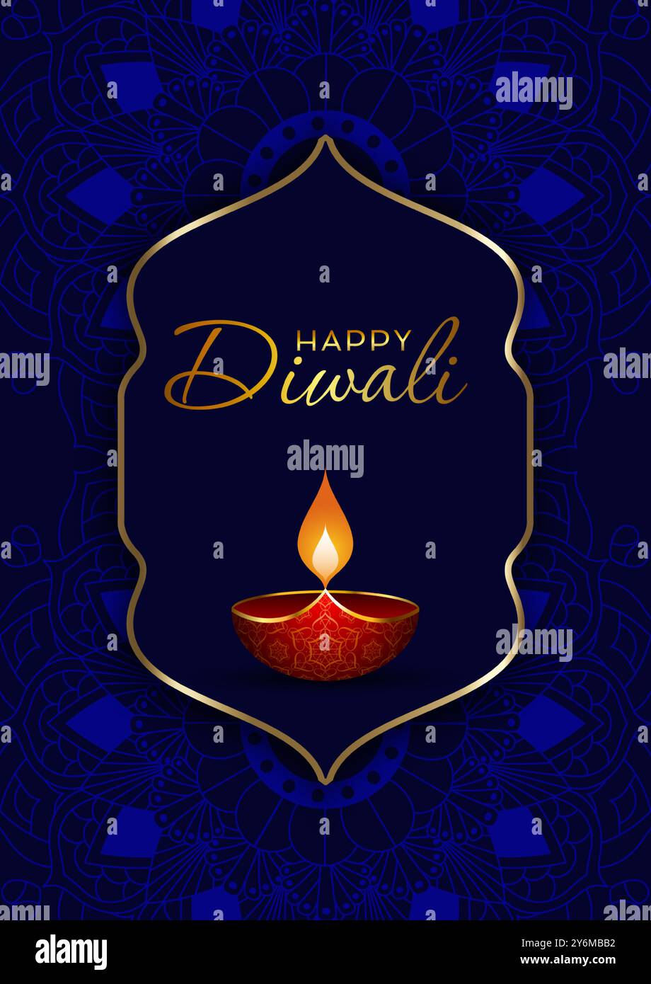 Elegant background for Diwali with a golden frame Stock Vector Image ...