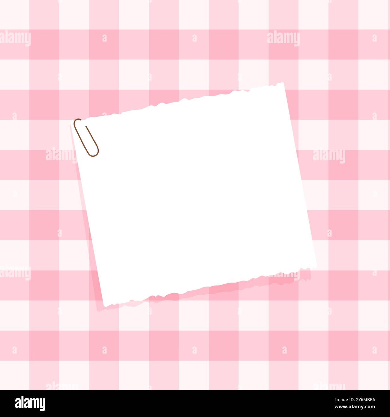 Cute background with a pink checked background and torn paper Stock ...