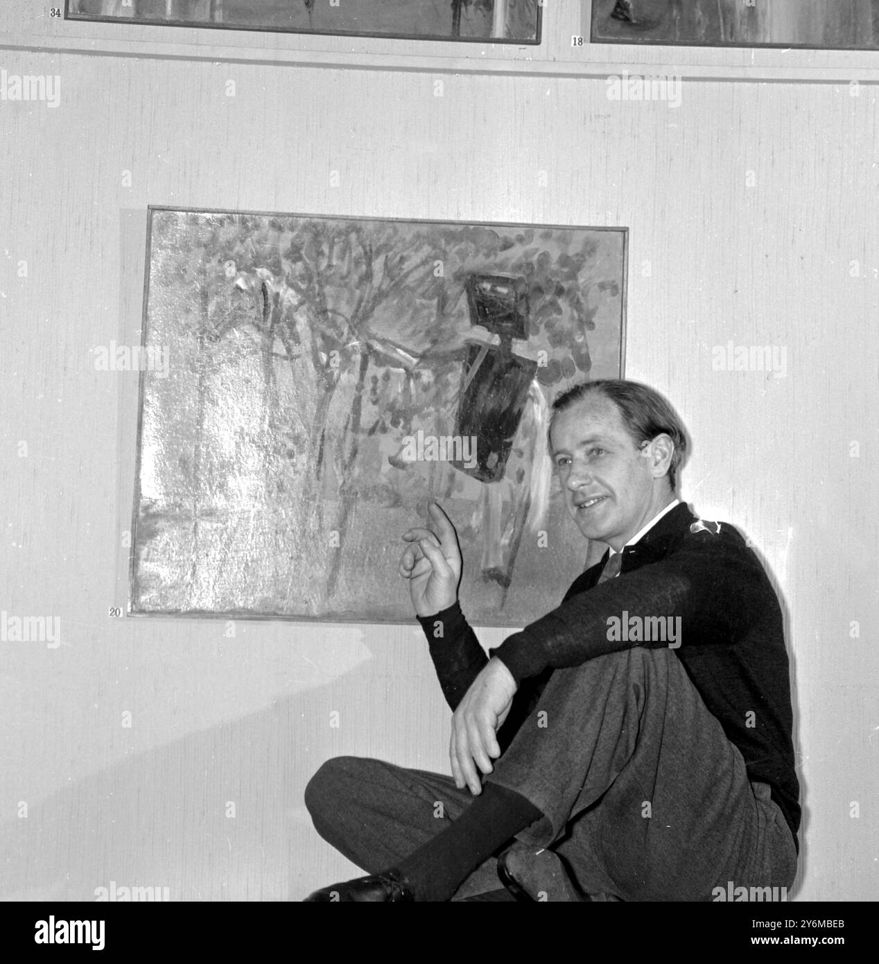 London: Australian artist Mr Sidney Nolan points at his painting "Ned ...