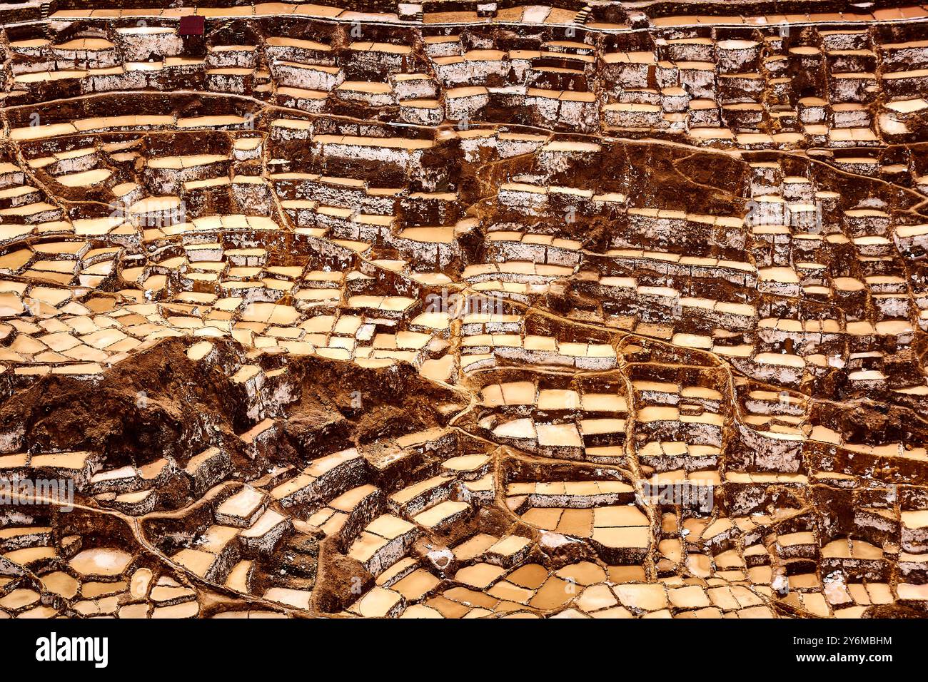 Aerial photograph of Maras salt mines showcasing the intricate pattern ...