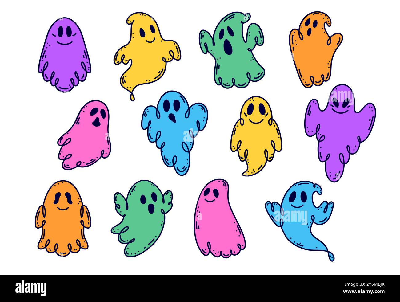 Set cartoon style haunted Cut Out Stock Images & Pictures - Alamy