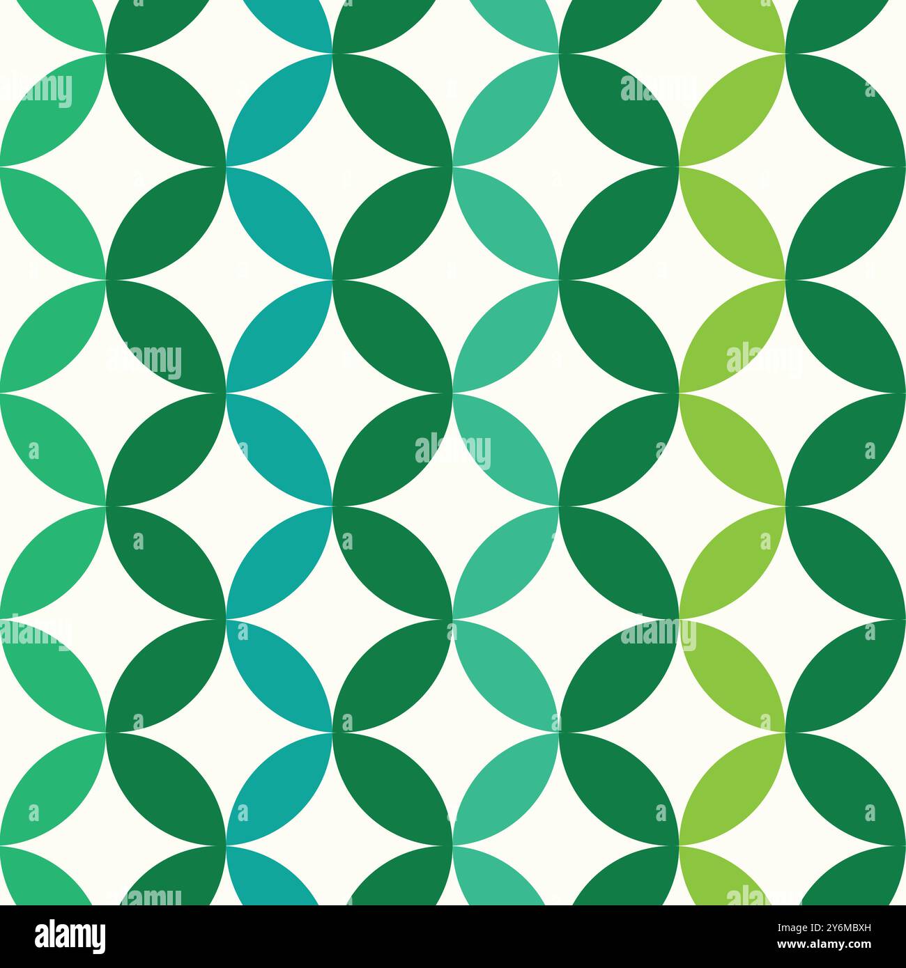 Mid Century Geometric Circles seamless pattern in emerald green, mint ...