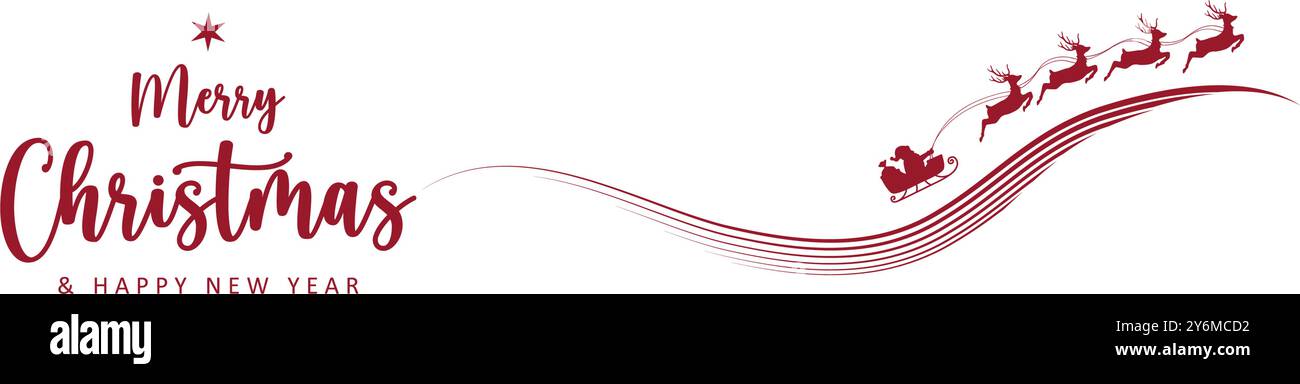 christmas banner santa claus in a sleigh with reindeer isolated vector ...