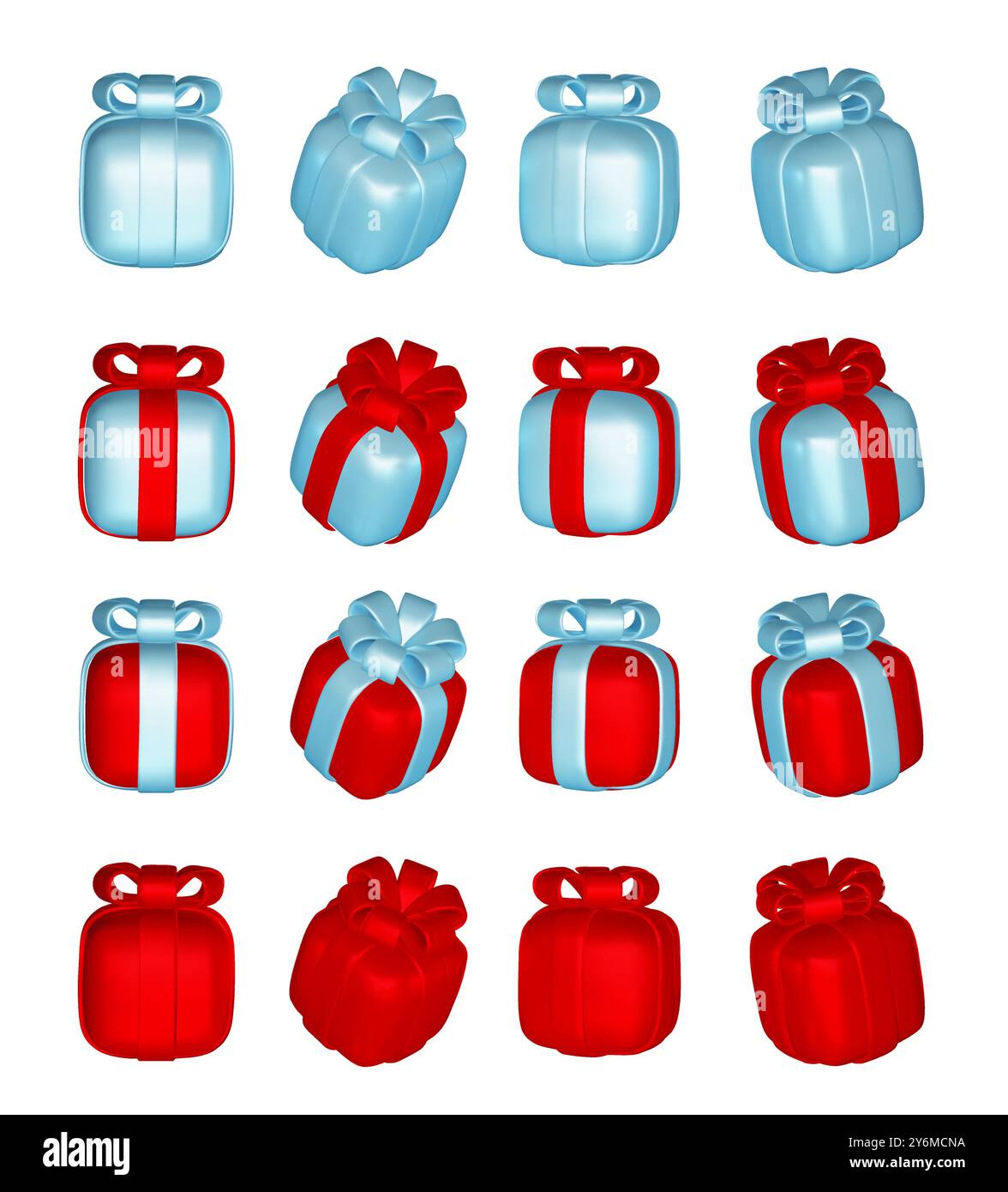 3d gift boxes set with ribbon bow isolated on a white background. 3d ...