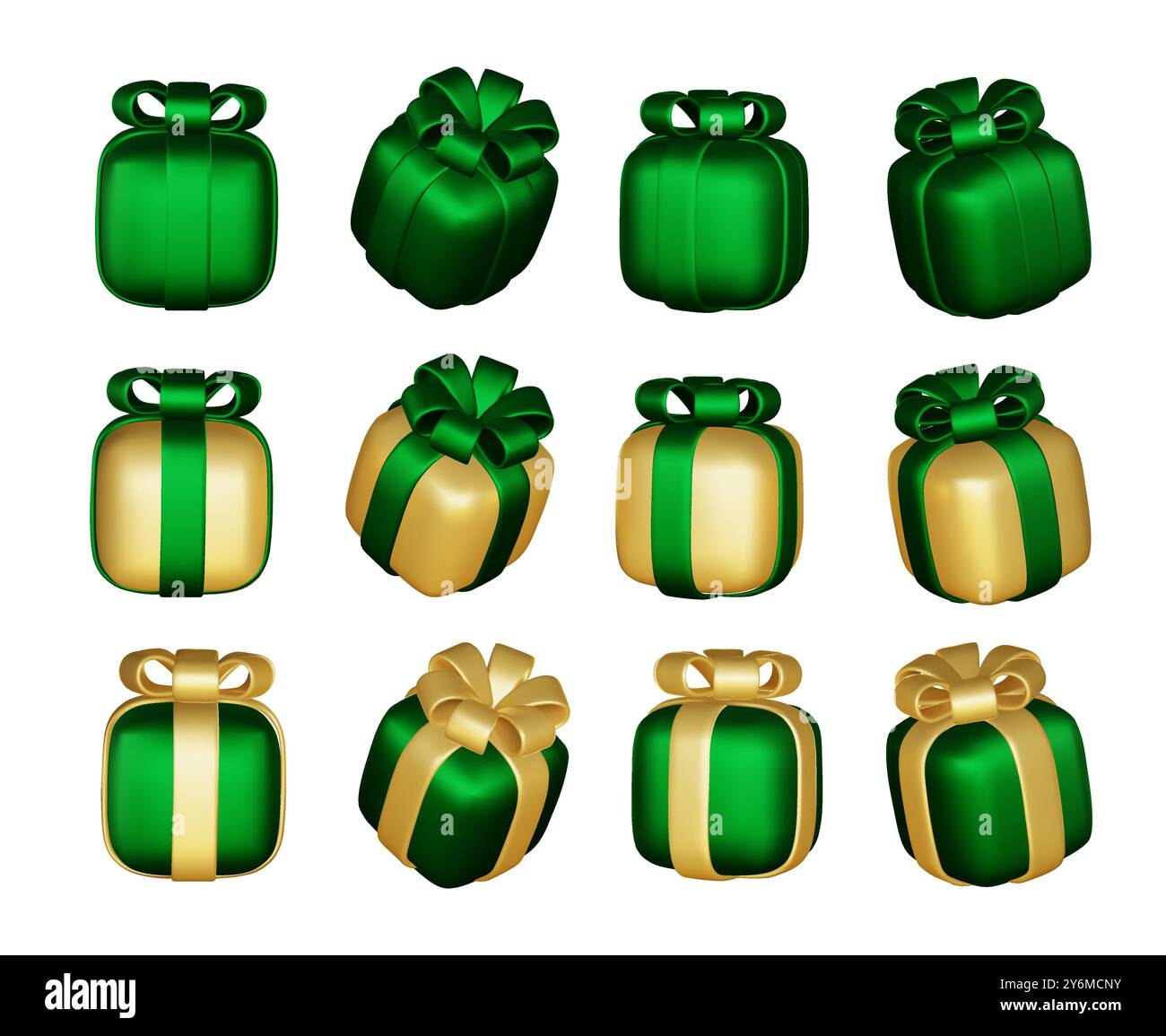 3d gift boxes set with ribbon bow isolated on a white background. 3d ...